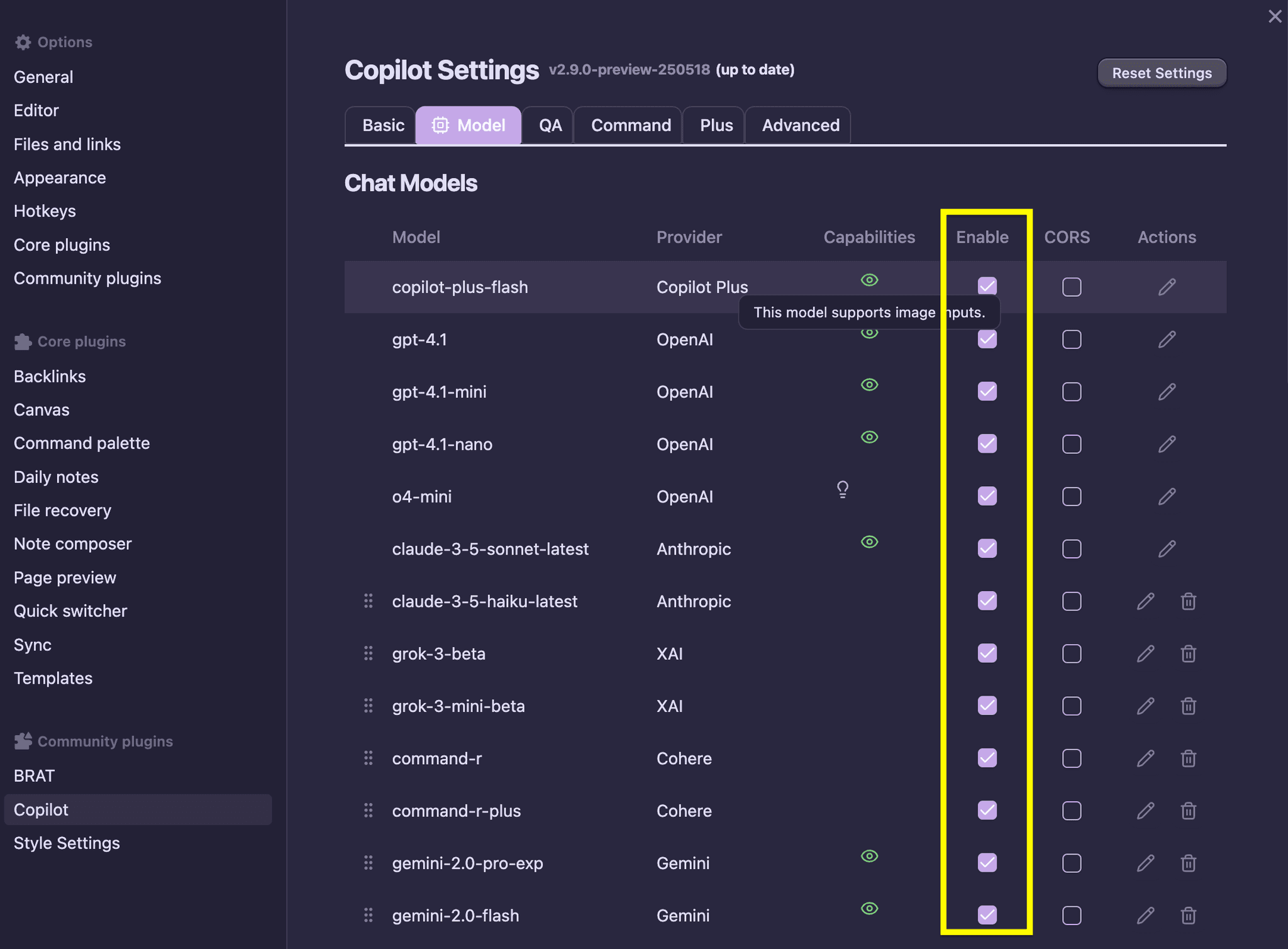Copilot Settings | Copilot for Obsidian
