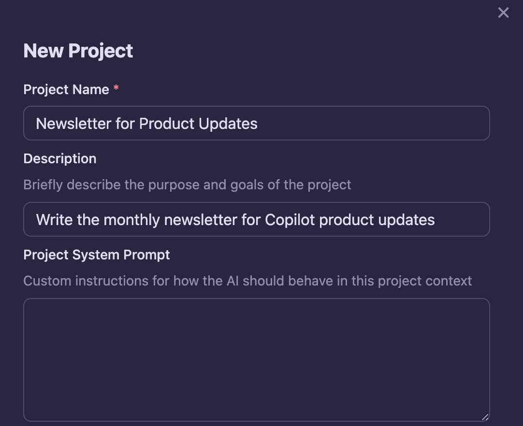 Projects Mode | Copilot for Obsidian